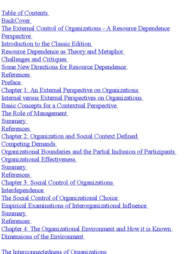 The External Control of Organization. | PDF | Interdependence | Resource