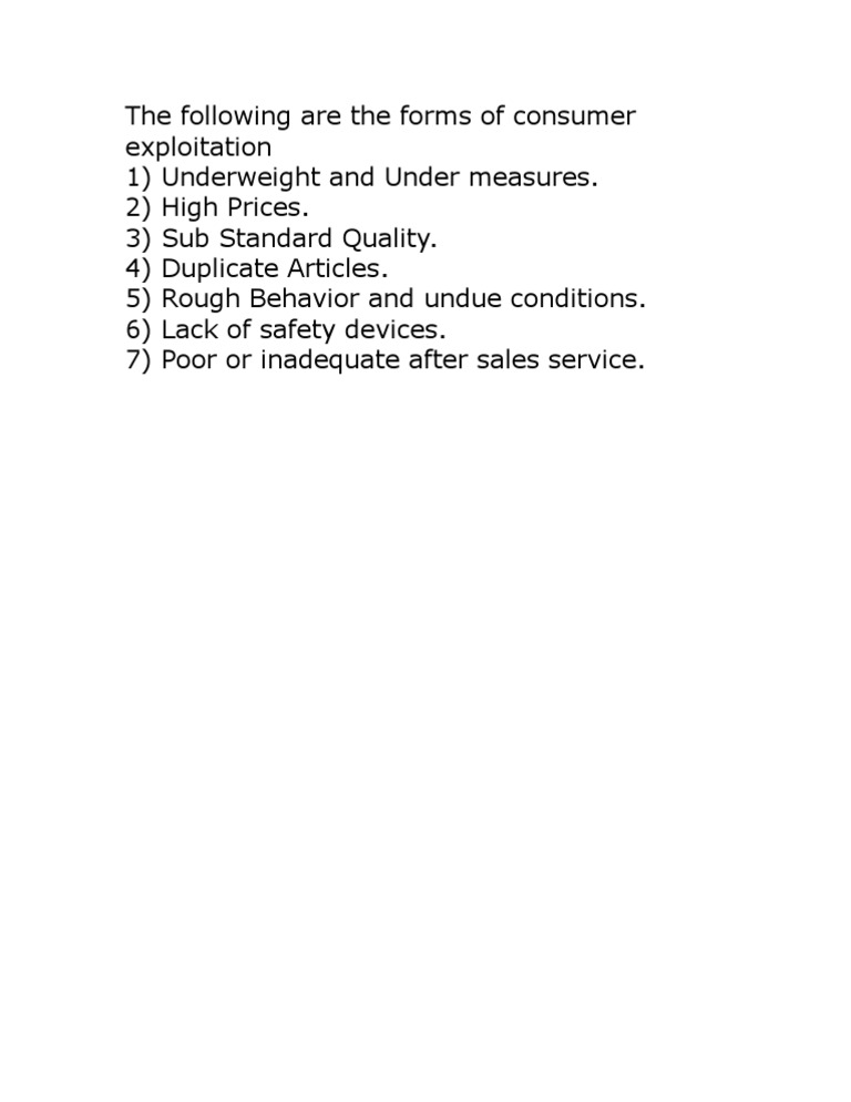 Forms of Consumer Exploitation | PDF