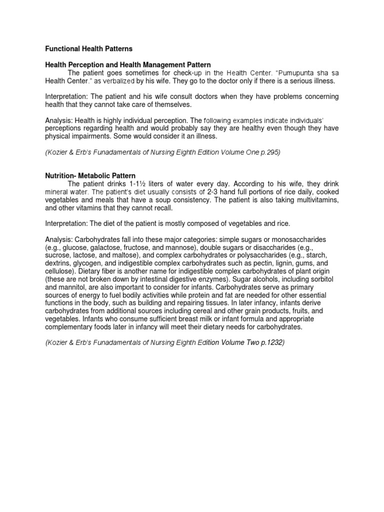 Functional Health Patterns Health Perception and Health Management ...