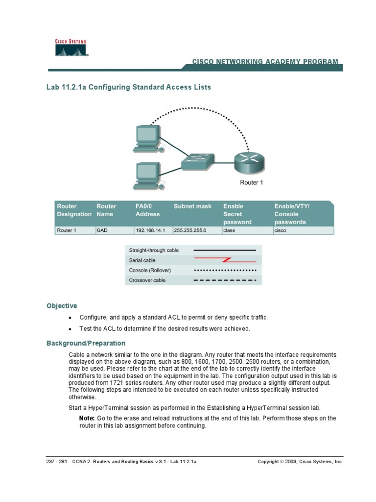 Ccna2 Lab11.2 en Acl | PDF | Computers