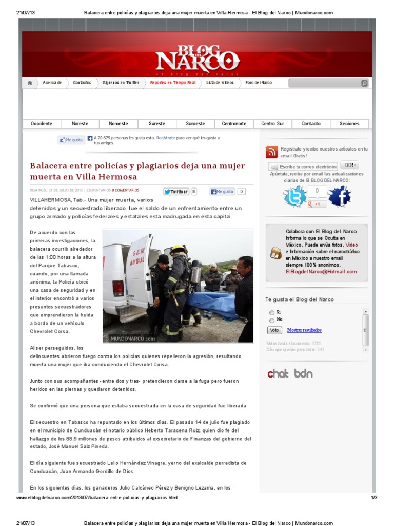 Balacera Entre Policías y Plagiarios Deja Una Mujer Muerta en Villa ...