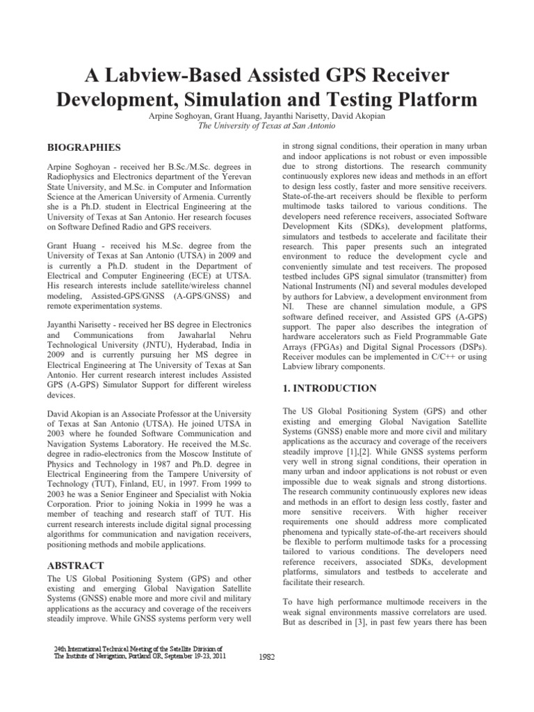 A Labview Based Assisted GPS Receiver Development, Simulation and ...