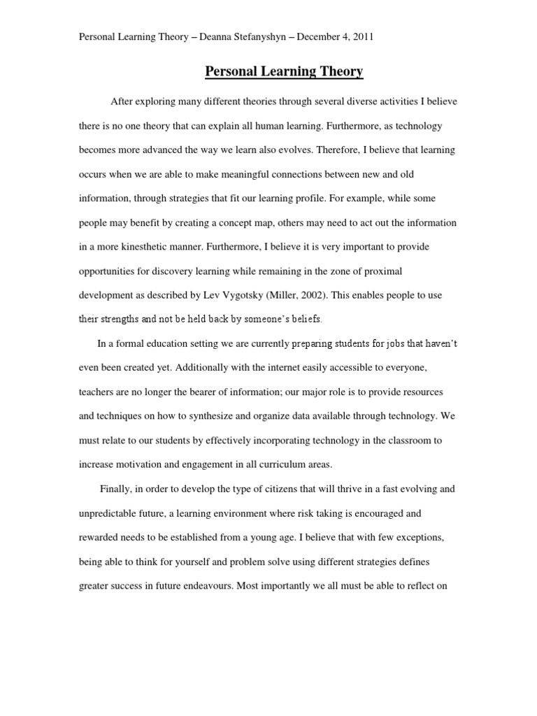 PLT Final | PDF | Learning Theory (Education) | Educational Technology