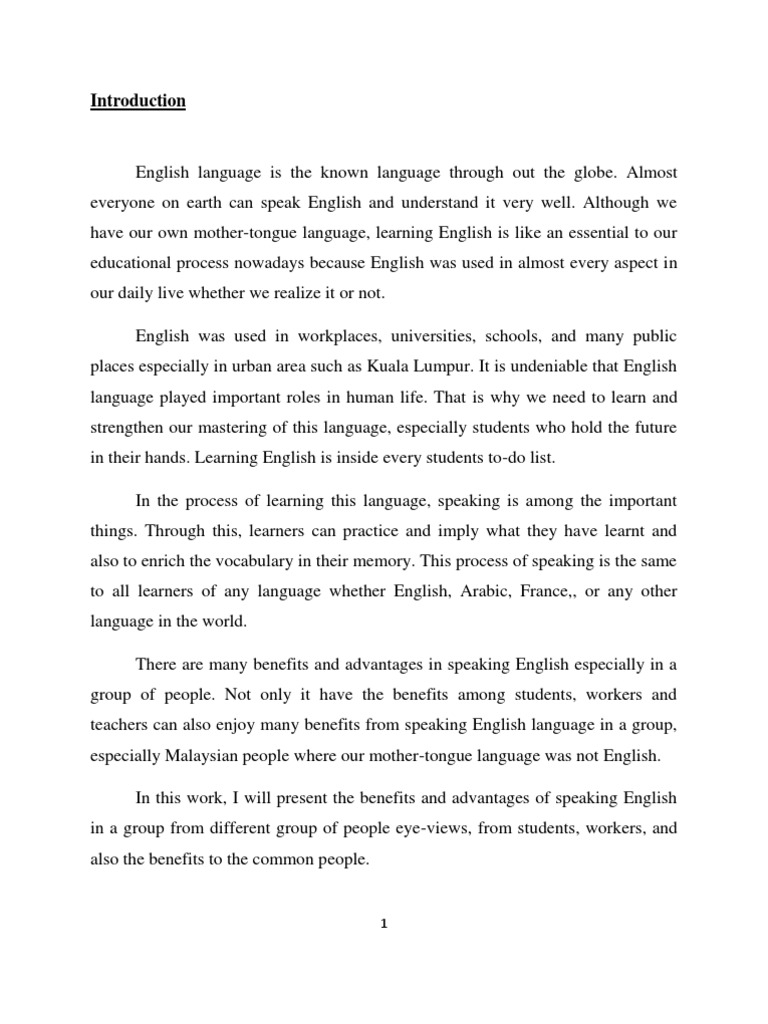 Benefits of Speaking English | PDF | English Language | Vocabulary