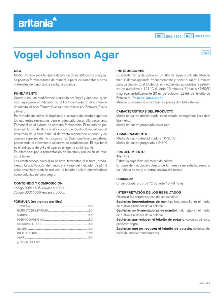 Vogel Johnson Agar | PDF | Staphylococcus Aureus | Las bacterias
