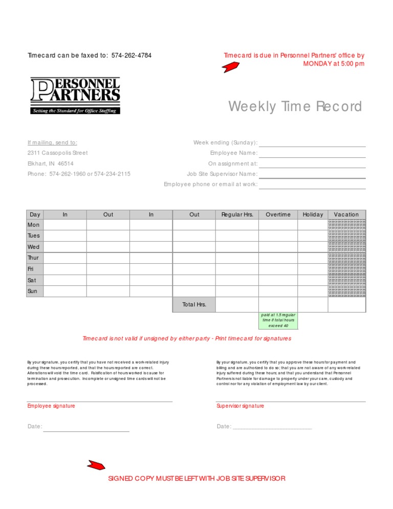 Weekly Time Sheet | PDF | Employment | Working Time
