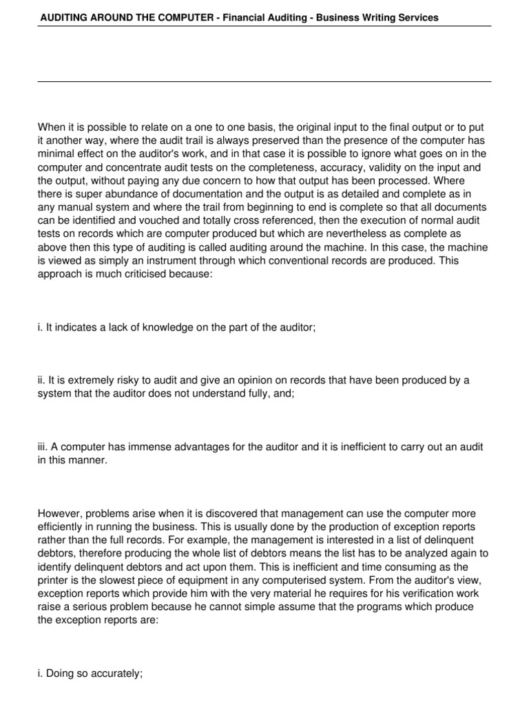 Auditing Around The Computer | PDF | Audit | Business