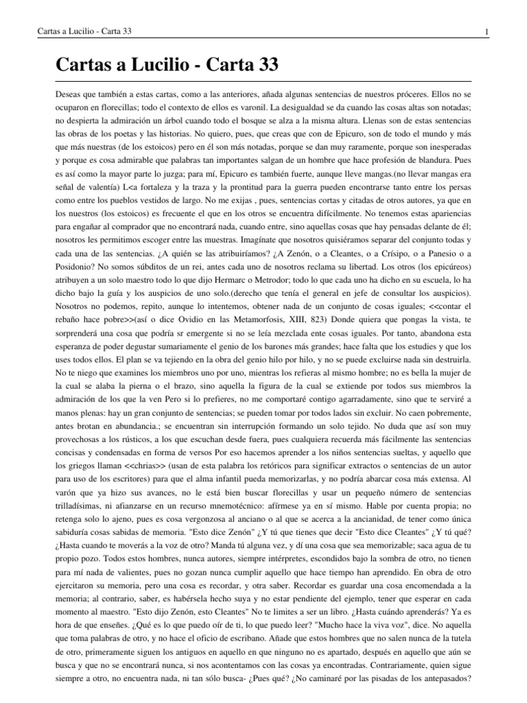 Cartas A Lucilio - Carta 33 PDF | PDF | Memoria | Vejez