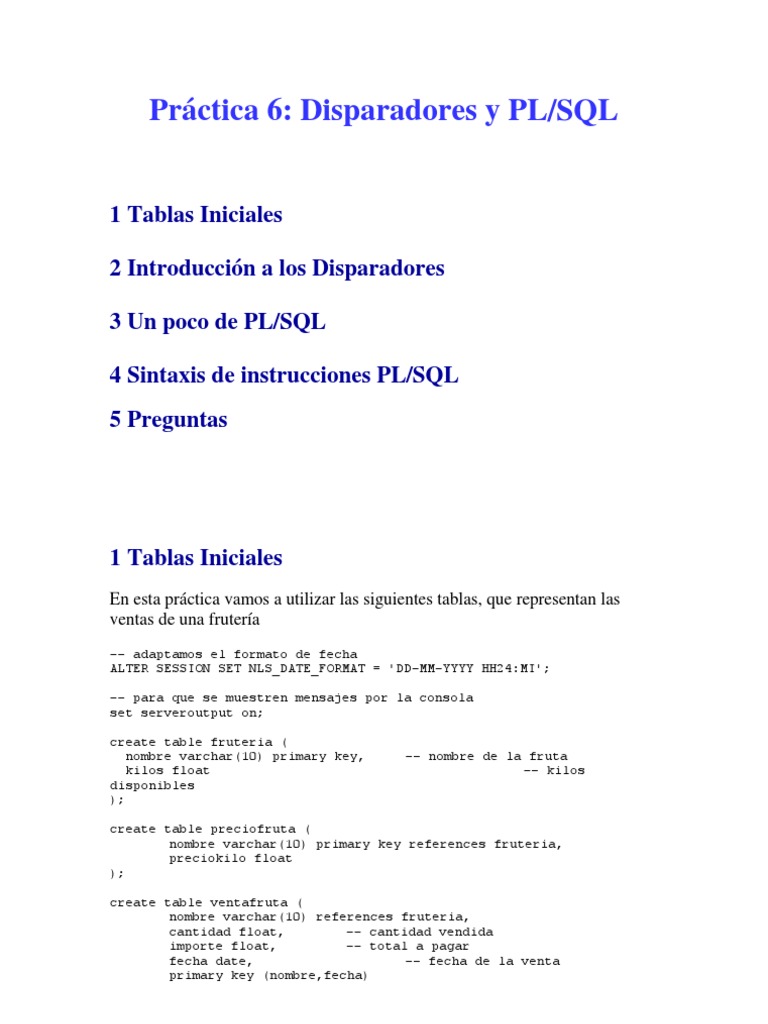 Práctica 6 | PDF | Pl / Sql | Programación de computadoras