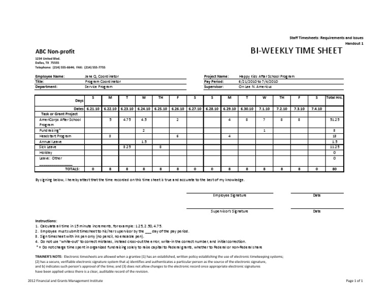 Timesheets - HO1 - Staff Timesheet 4-13-12 | PDF