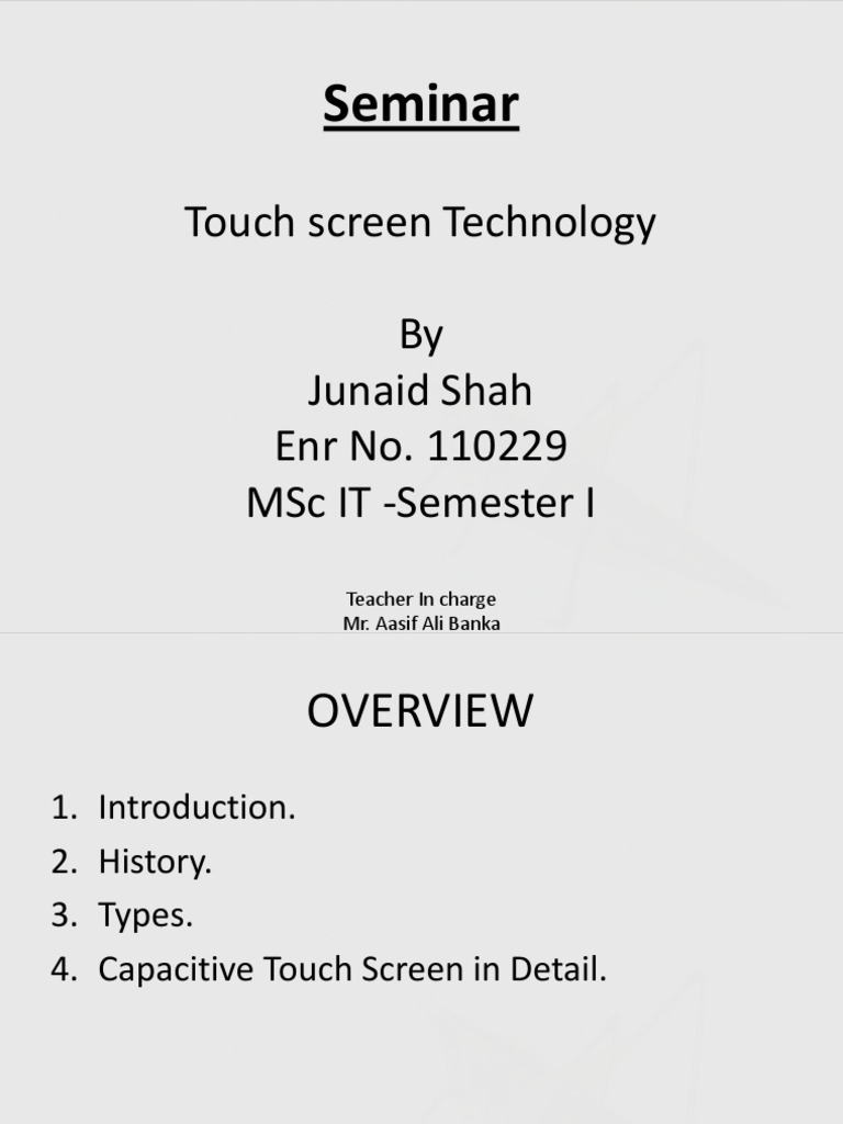 Introduction To Touch Screens | PDF | Touchscreen | Electrical Engineering