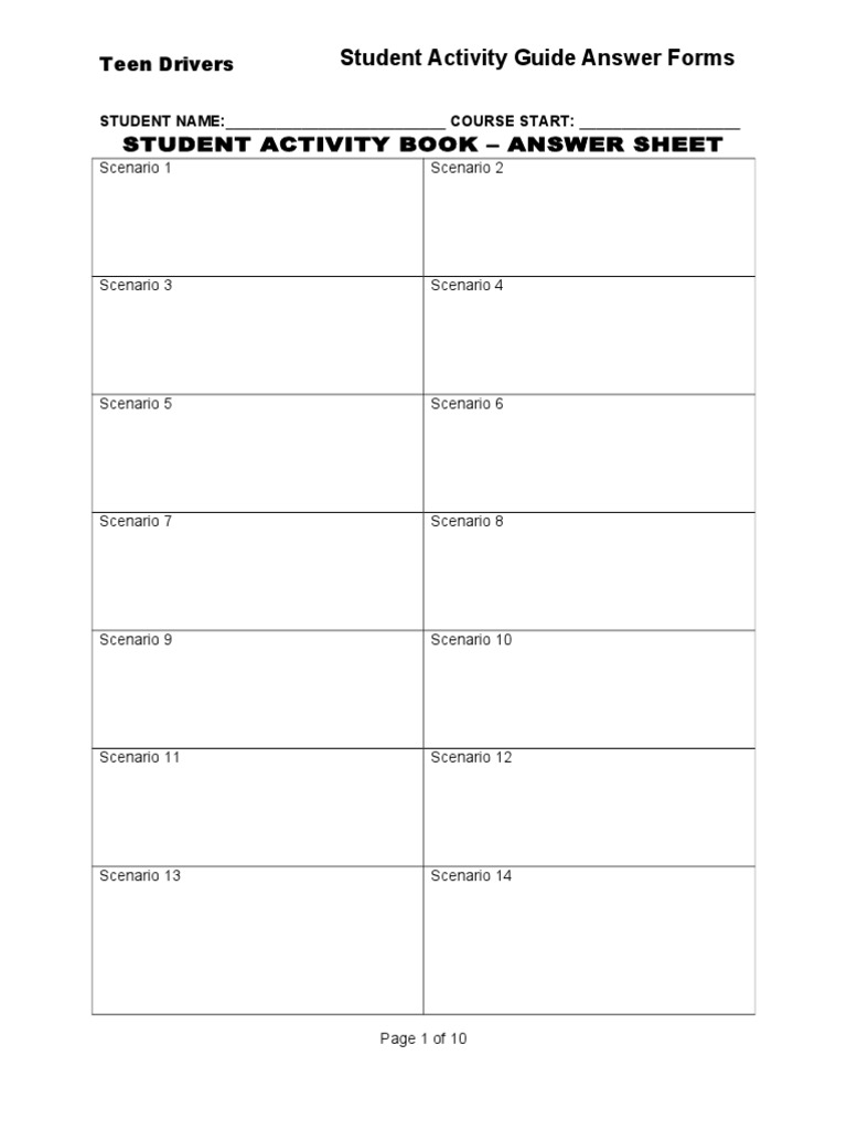Students Activity Book Answer Sheet | PDF | Traffic | Vehicles