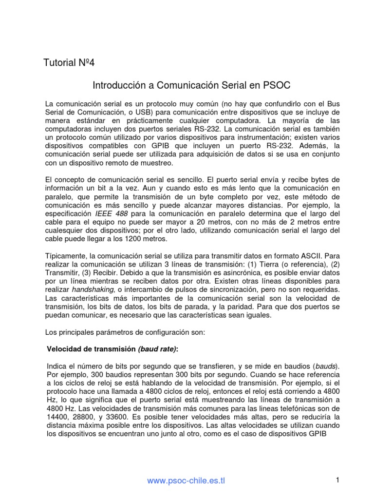 Introducción a Comunicación Serial PSOC | PDF | Informática