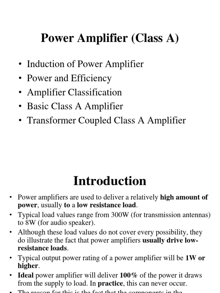 Class A Power Amplifier Overview | PDF | Amplifier | Electromagnetism