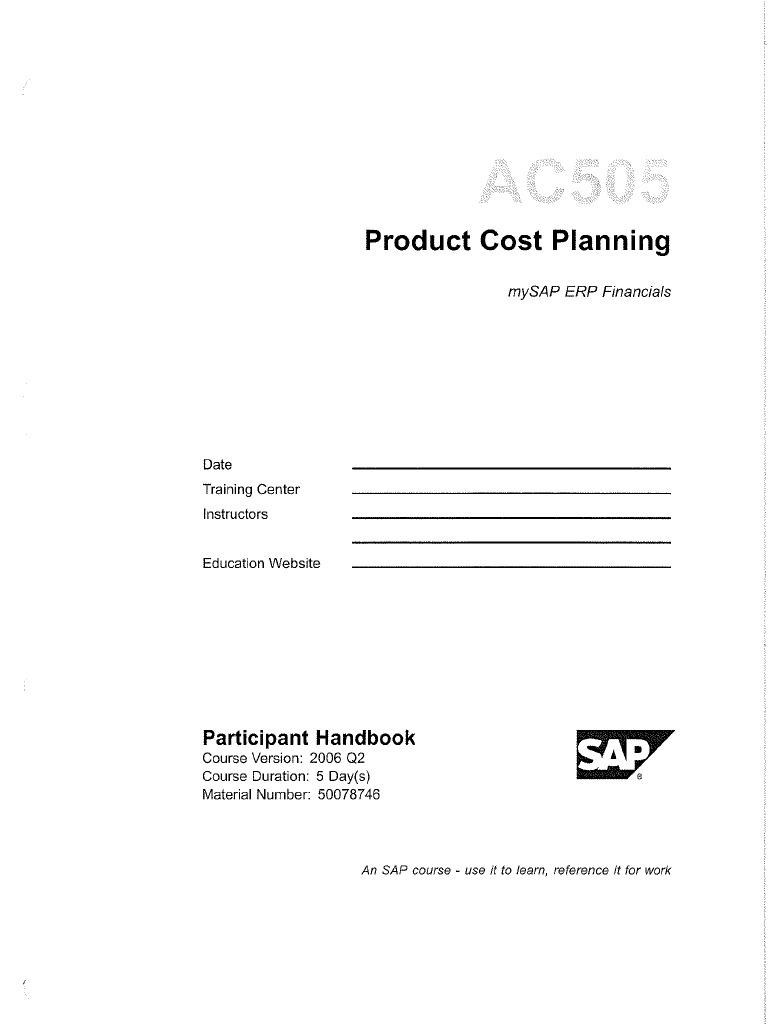 AC505 Product Cost Planning 1 PDF