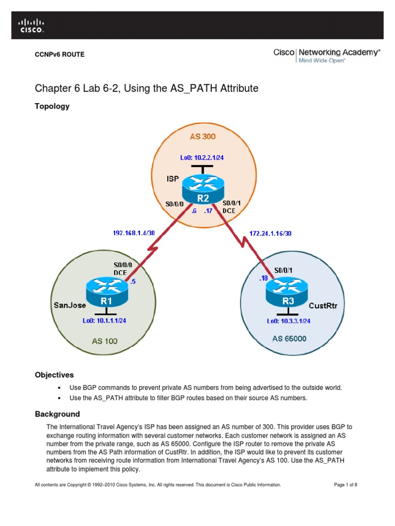 Lab6-2 BGP As Path Student | PDF | Router (Computing) | Routing