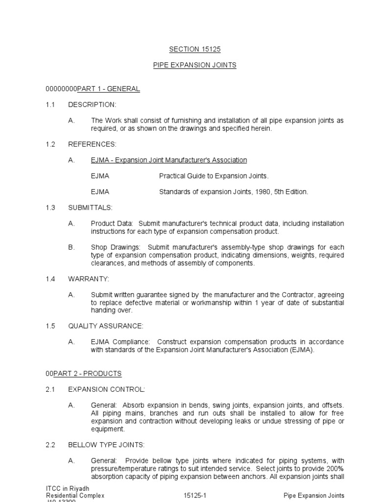 ITCC in Riyadh Residential Complex J10-13300 15125-1 Pipe Expansion ...