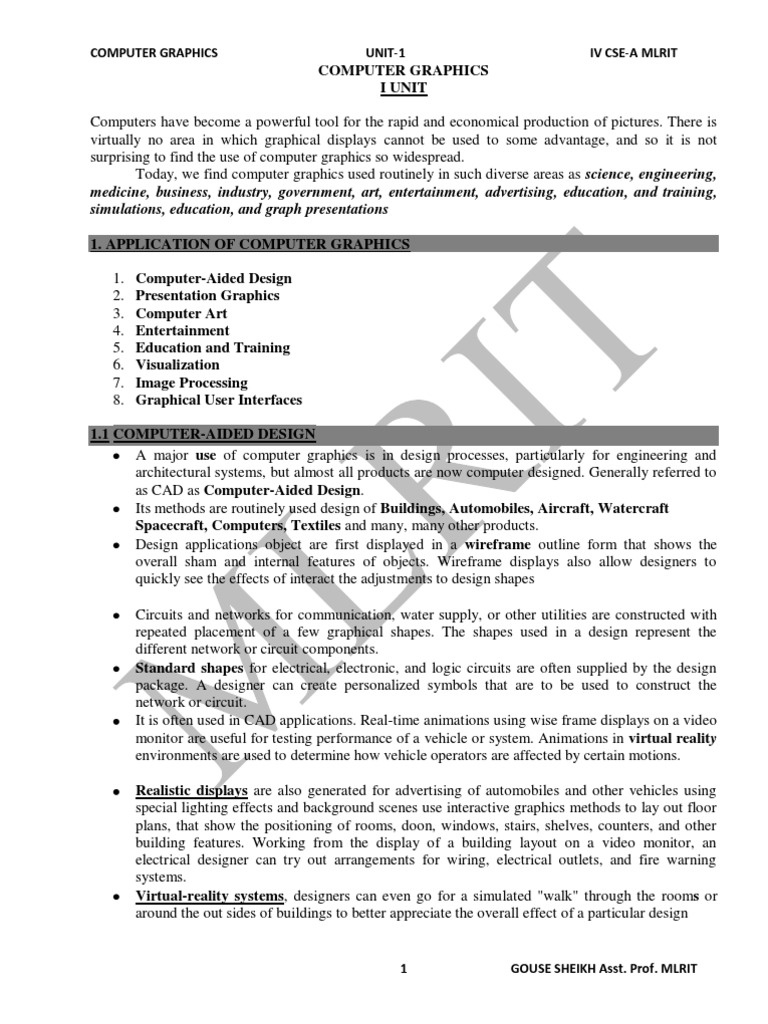 Computer Graphics I UNIT Notes | PDF | Cathode Ray Tube | Liquid ...