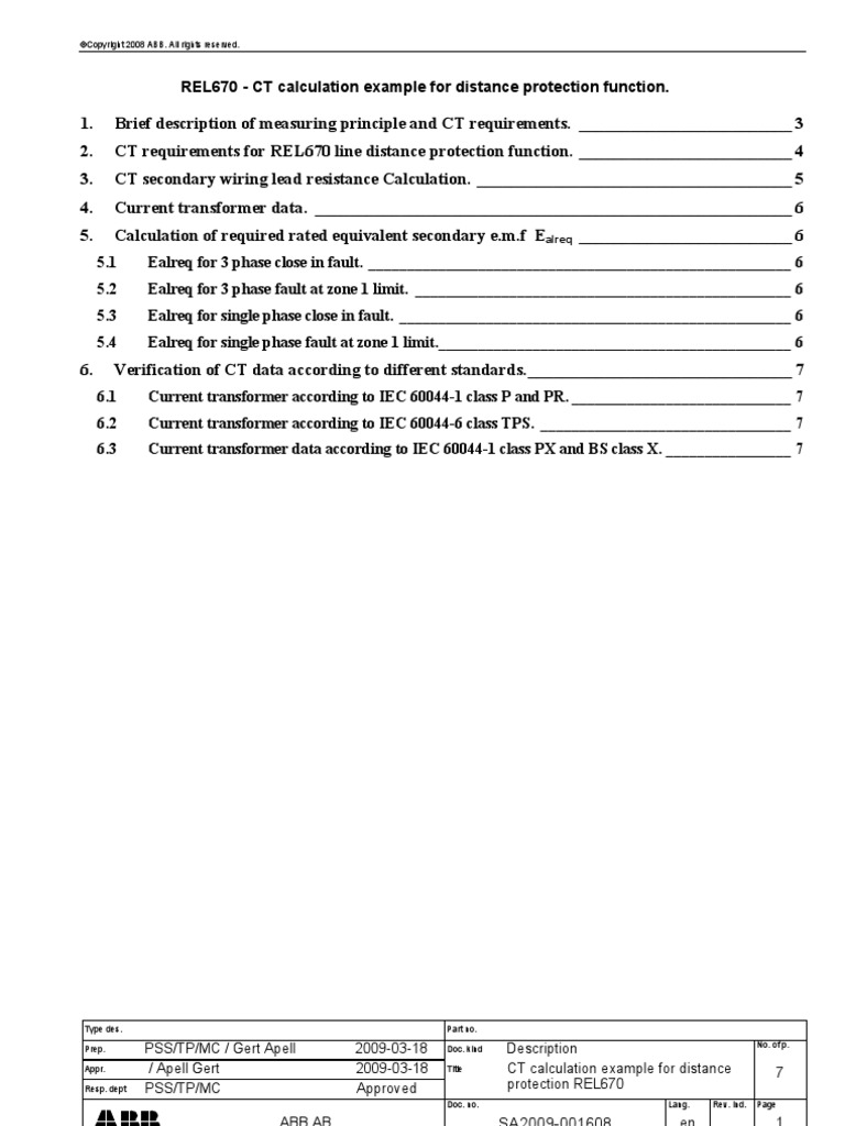 Sa2009-001608 en Rel670 CT Calculation Example | PDF | Electronic ...
