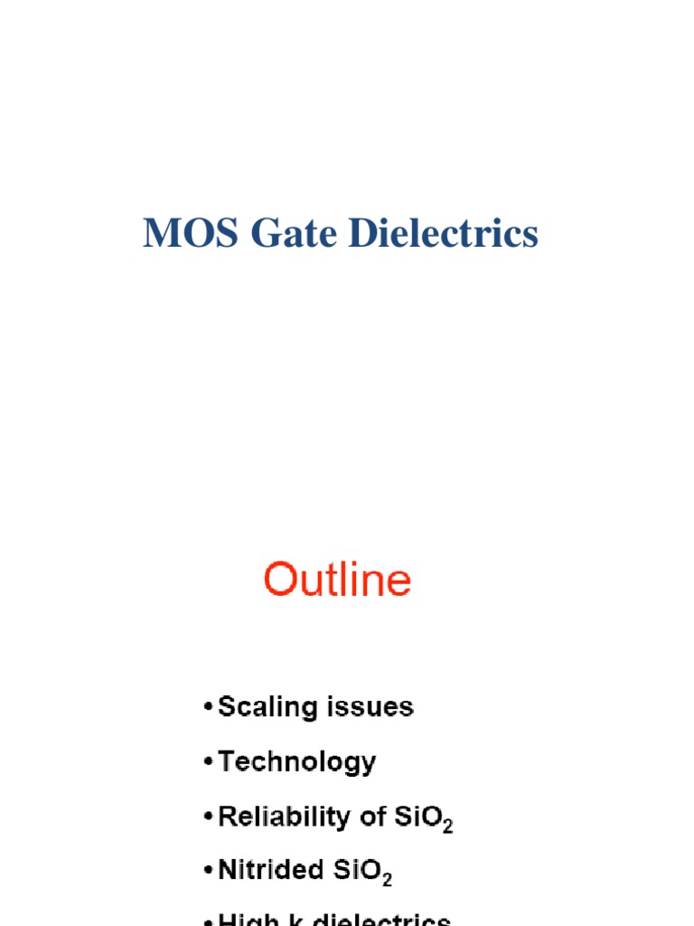 MOS Gate Dielectric Materials Guide | PDF | Science & Mathematics ...