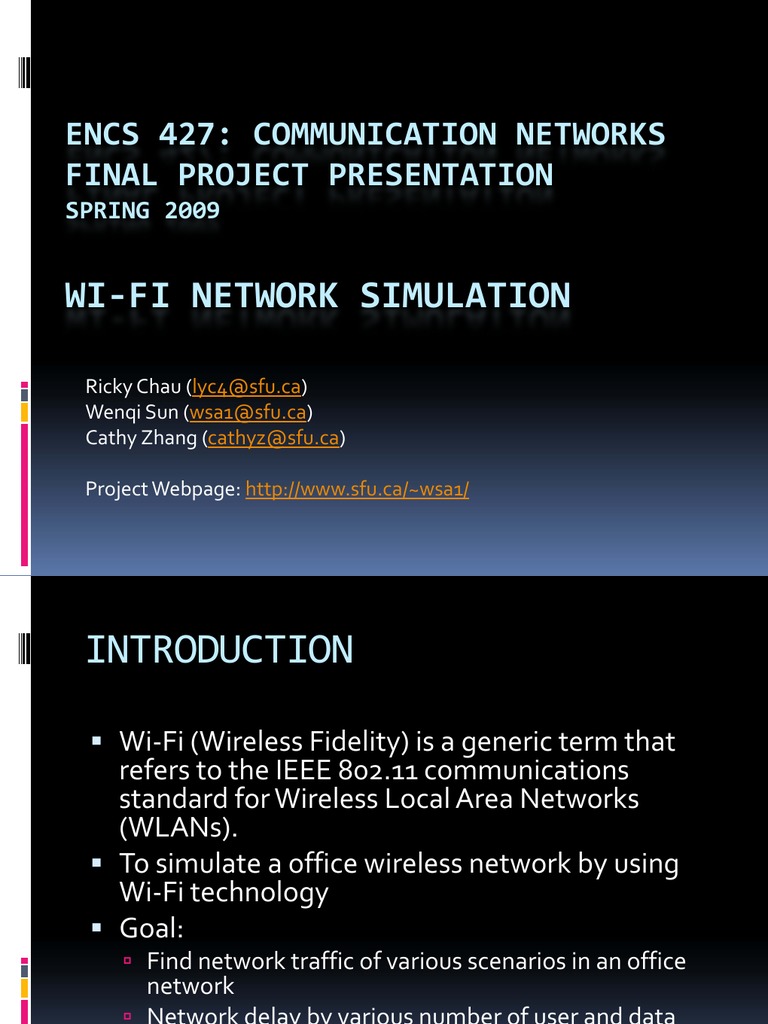 Wi Fi Network Simulation: Encs 427: Communication Networks Final ...