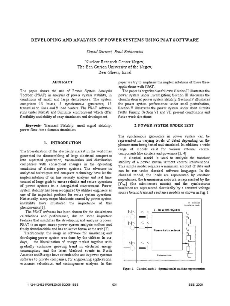 Developing and Analysis of Power Systems Using Psat Software | PDF | Electric Power System ...