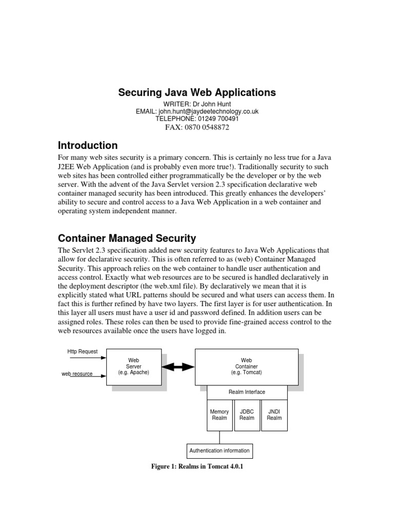 Securing Java Web Applications Pdf Java Servlet World Wide Web