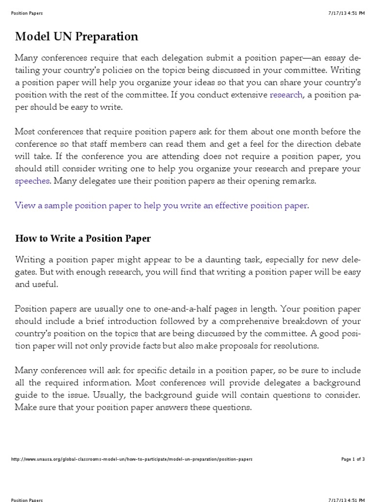 A Comprehensive Guide to Writing Effective Position Papers for Model UN ...