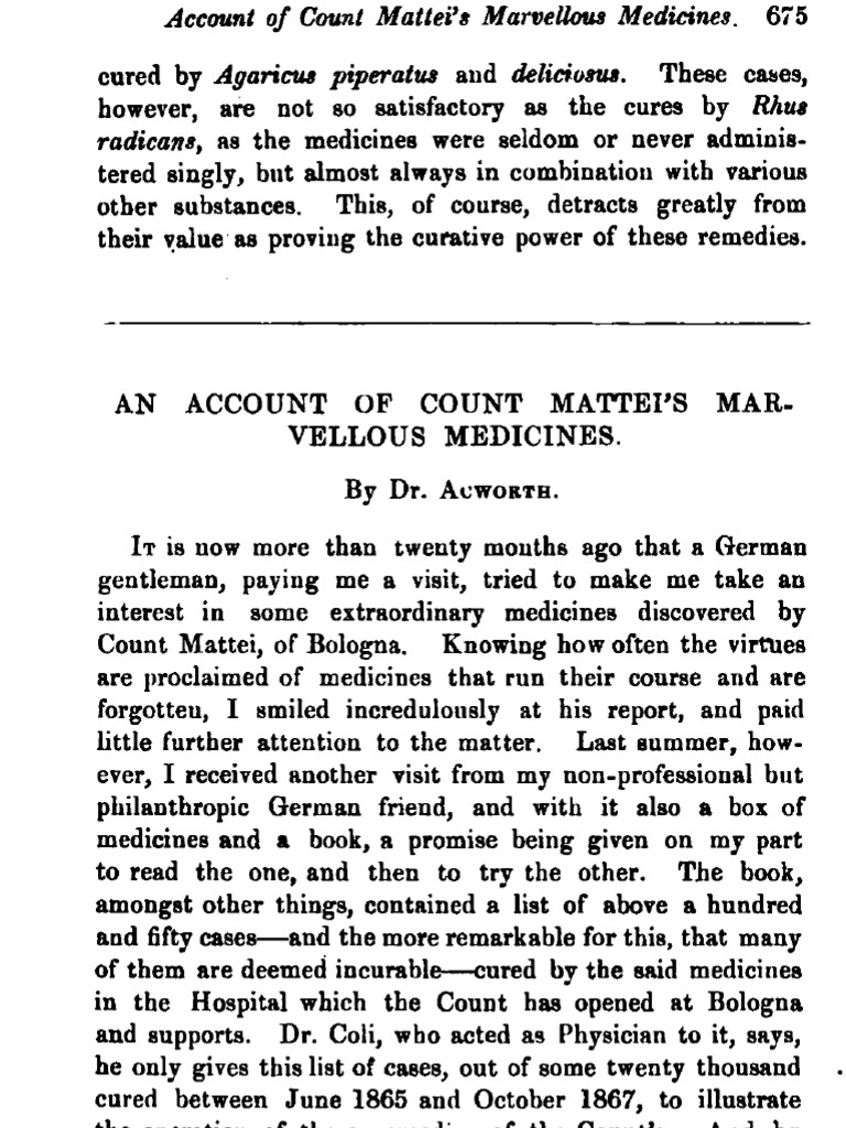 An Account of Count Mattei's Marvelous Medicines | Download Free PDF ...