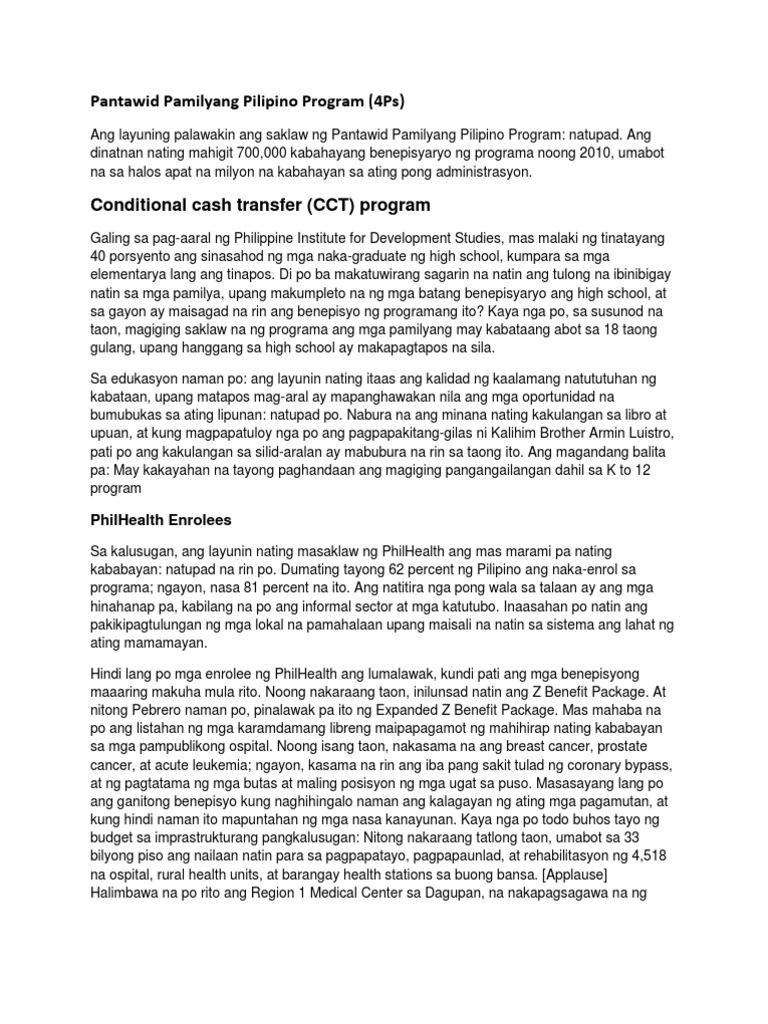 Pantawid Pamilyang Pilipino Program | PDF