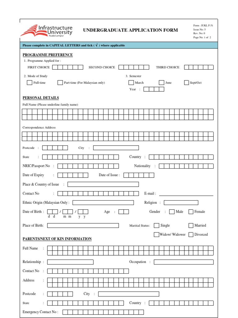 IUKL Undergraduate Application Form | PDF | Diploma | Money Order