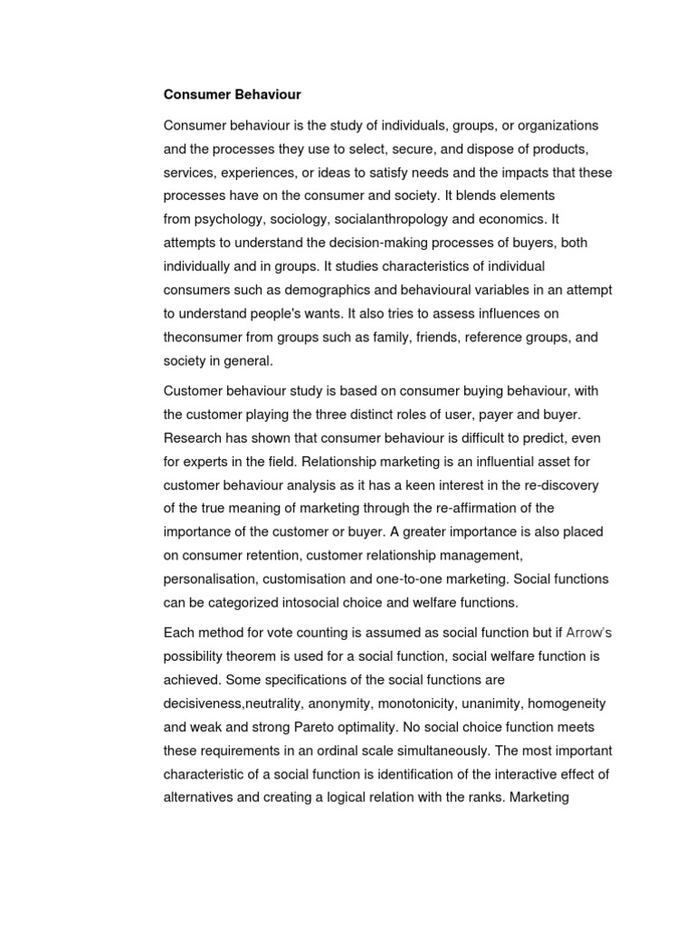 Consumer Behaviour Towards Foods and Chips | PDF | Classical Conditioning | Consumer Behaviour