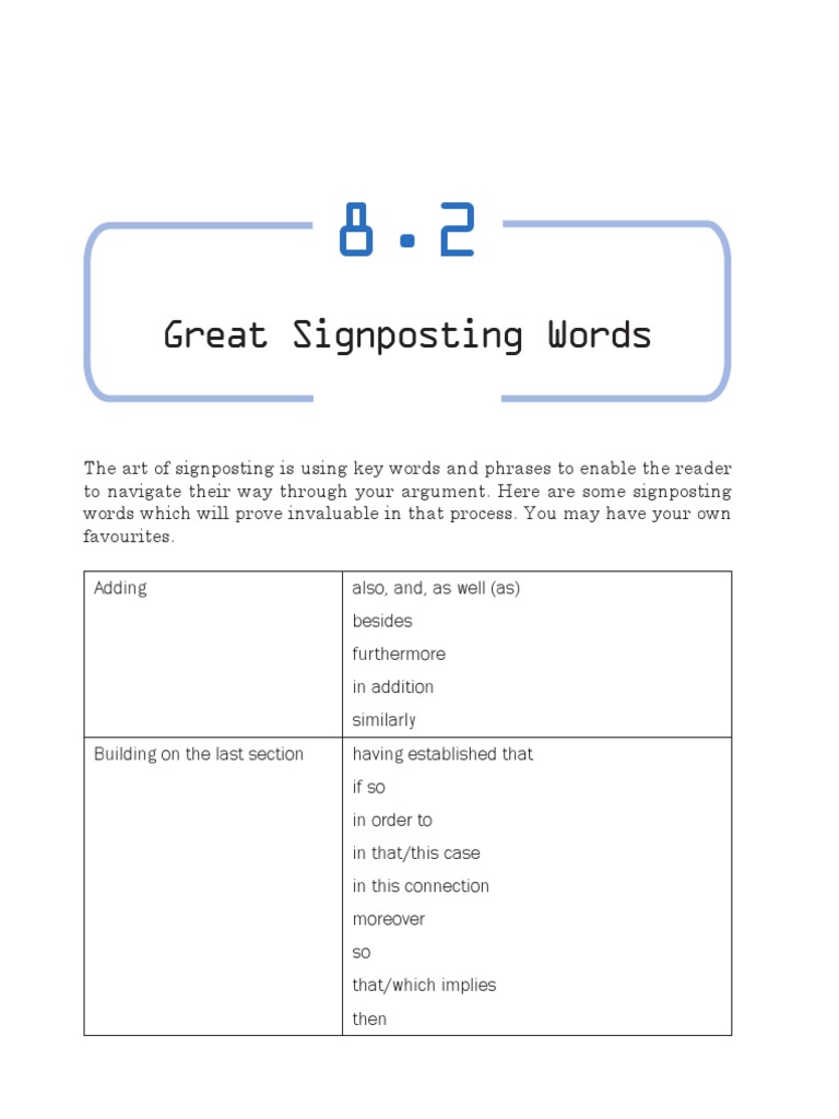 Signposting Words | PDF | Career & Growth