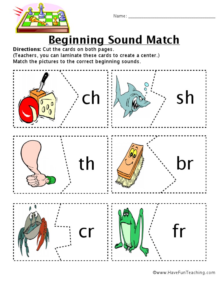 CH SH: Beginning Sound Match | PDF