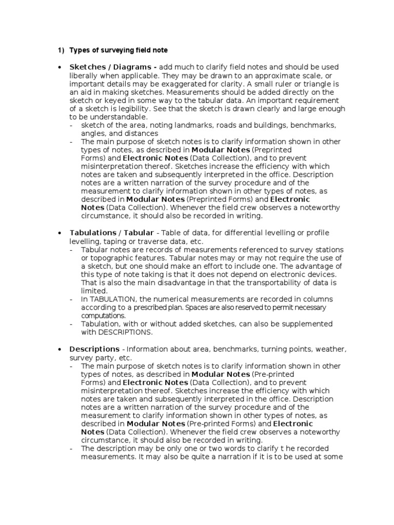 Types of Surveying Field Note | PDF | Surveying | Science