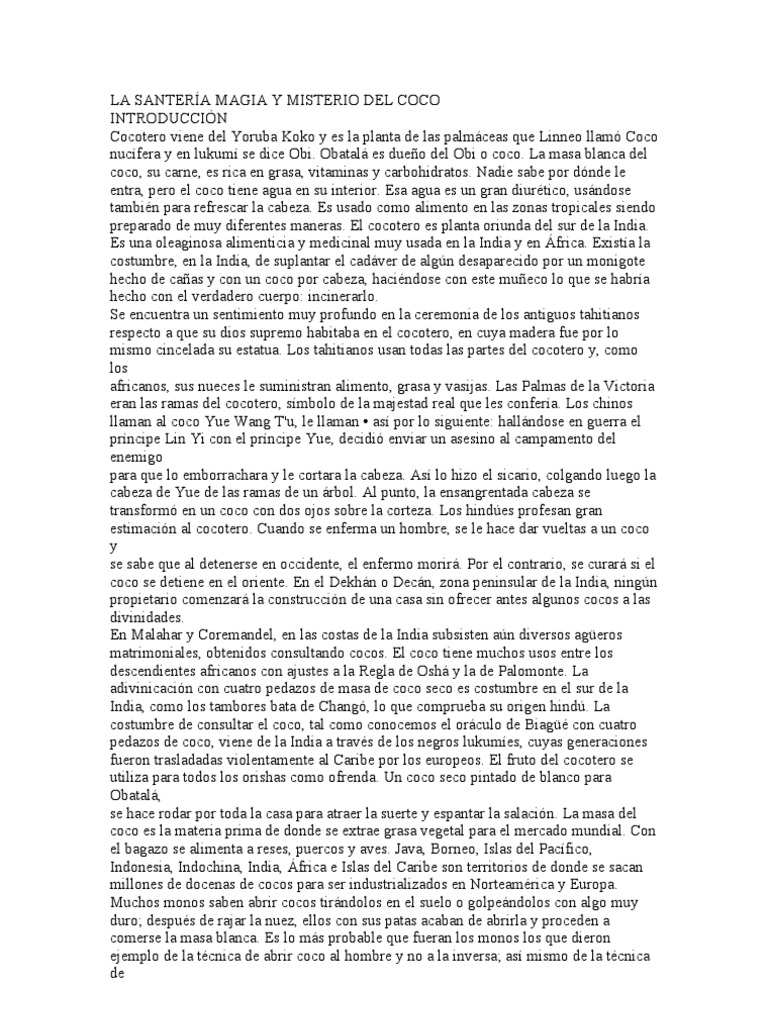 Significado y usos del coco en santería | PDF