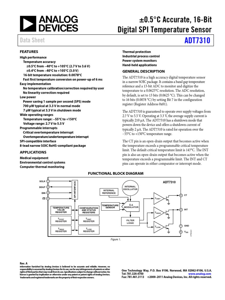 Adt 7310 | PDF | Analog To Digital Converter | Electronic Engineering