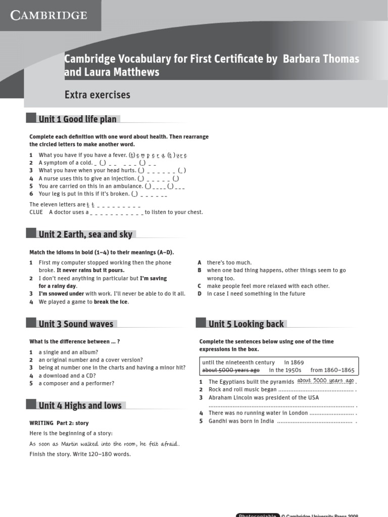 FCE Vocabulary Training Test | PDF