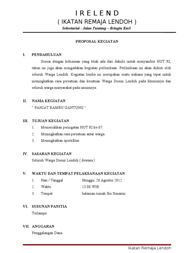 Proposal Kegiatan 17an | PDF