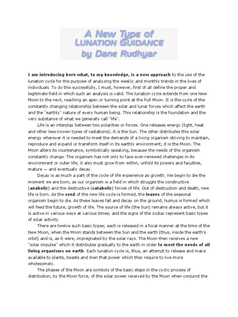 A New Type of Lunation Guidance | PDF | Planets In Astrology | Moon