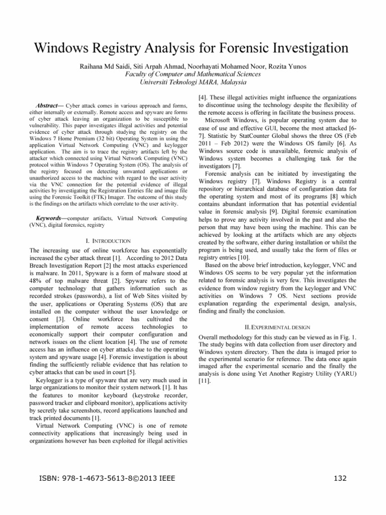 Windows Registry Analysis For Forensic Investigation | PDF | Windows ...