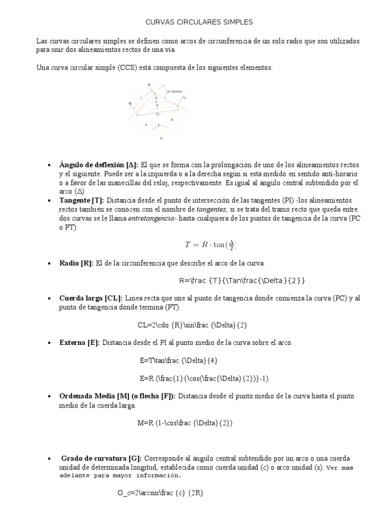 Curvas Circulares Simples: Definición y Cálculos | PDF | La carretera ...