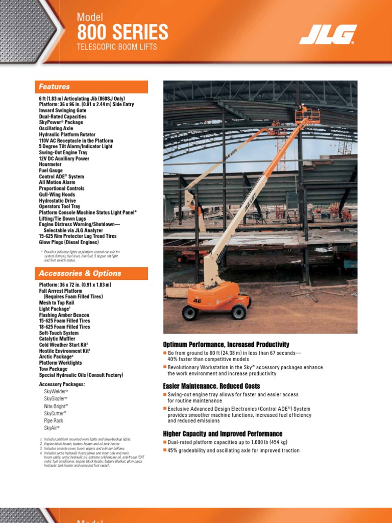 Model 800 Series Telescopic Boom Lifts | PDF | Forklift | Engines