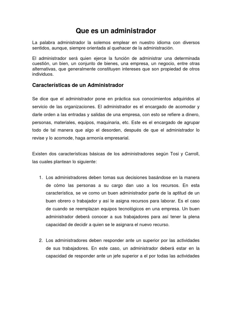 Que Es Un Administrador | PDF | Toma de decisiones | Conocimiento