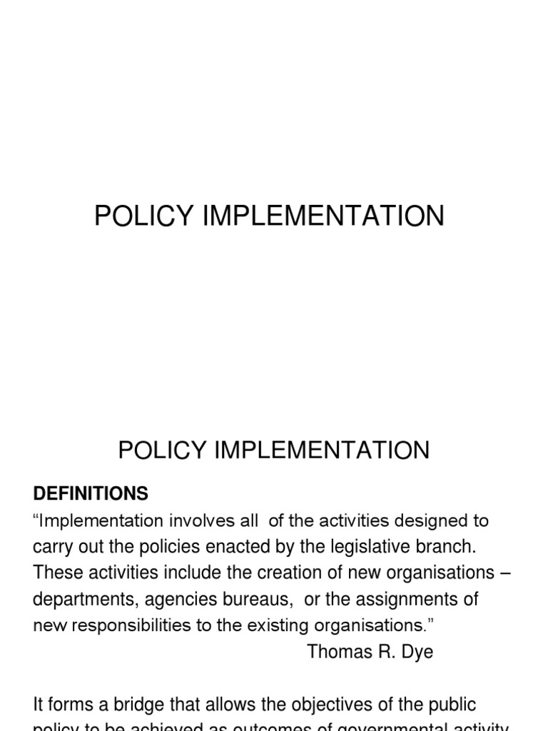 POLICY IMPLEMENTATION.ppt | Policy | Implementation