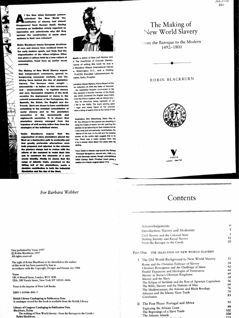 Robin Blackburn - The Making of New World Slavery | PDF