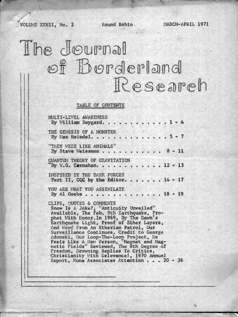 The Journal of Borderland Research 1971-03 | PDF | Planets In Astrology ...