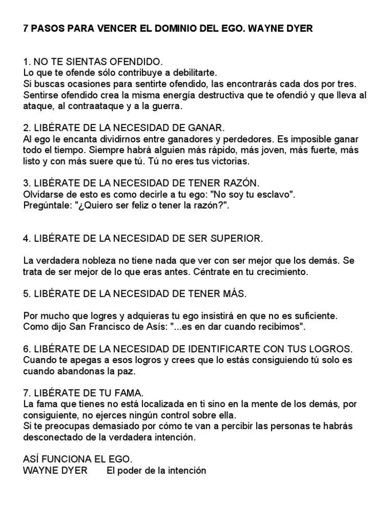 7 Pasos para Vencer El Dominio Del Ego | PDF