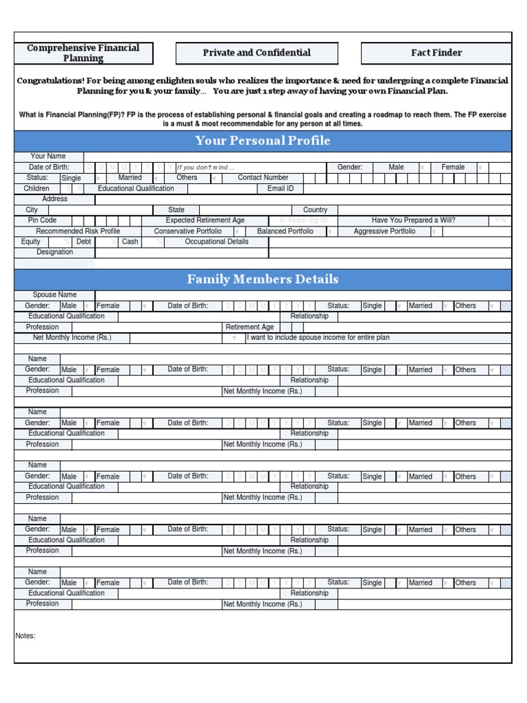 CFP Fact Finder Form | PDF | Insurance | Interest