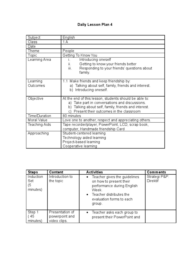 Lesson Plan 4 | PDF | Lesson Plan | Project Based Learning